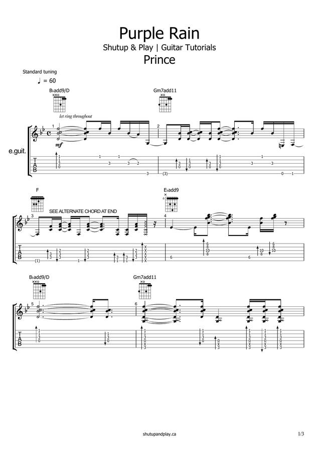 Shutup And Play Guitar Tutorials Prince Purple Rain By Shutup And Play