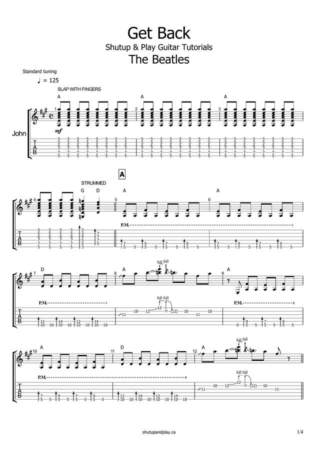 Shutup And Play Guitar Tutorials The Beatles Get Back By Shutup