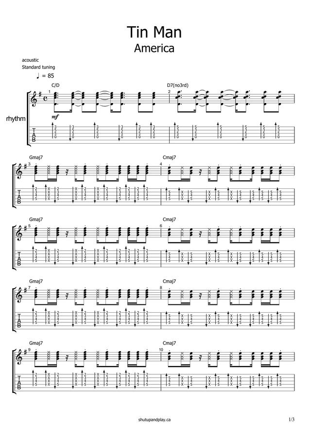 Shutup And Play Guitar Tutorials America Tin Man By Shutup And Play