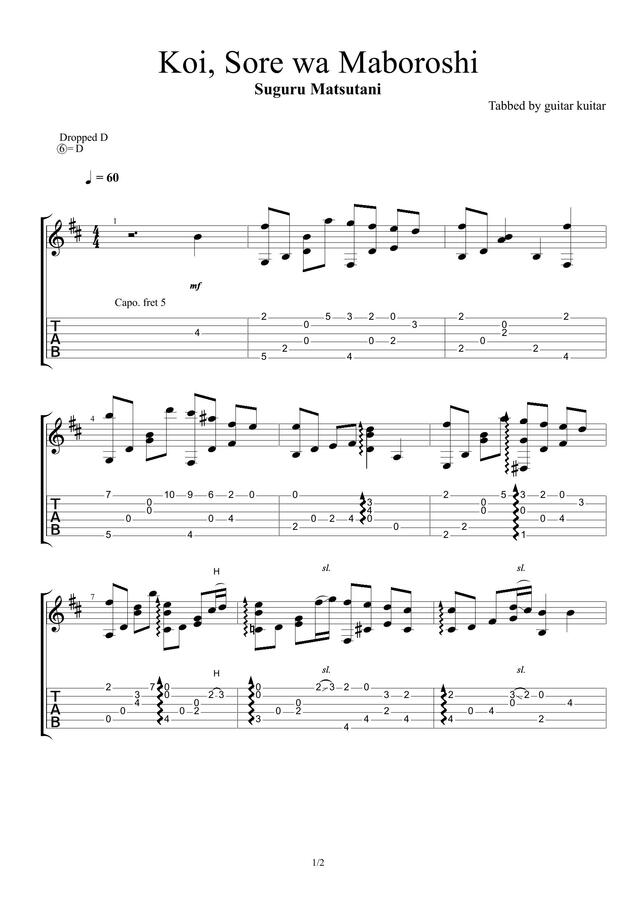 guitar kuitar > Nodame Cantabile - Koi, Sore wa Maboroshi (Guitar TAB)