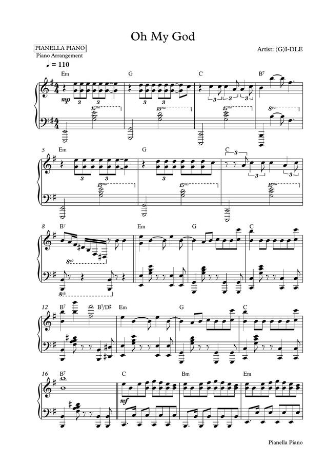 Pianella Piano > (G)I-DLE - Oh My God (Piano Sheet) by Pianella Piano