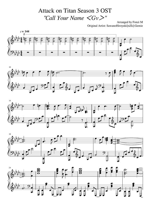 Fonzi M > SawanoHiroyuki[nZk]:Gemie - Attack on Titan Season 3 OST ...